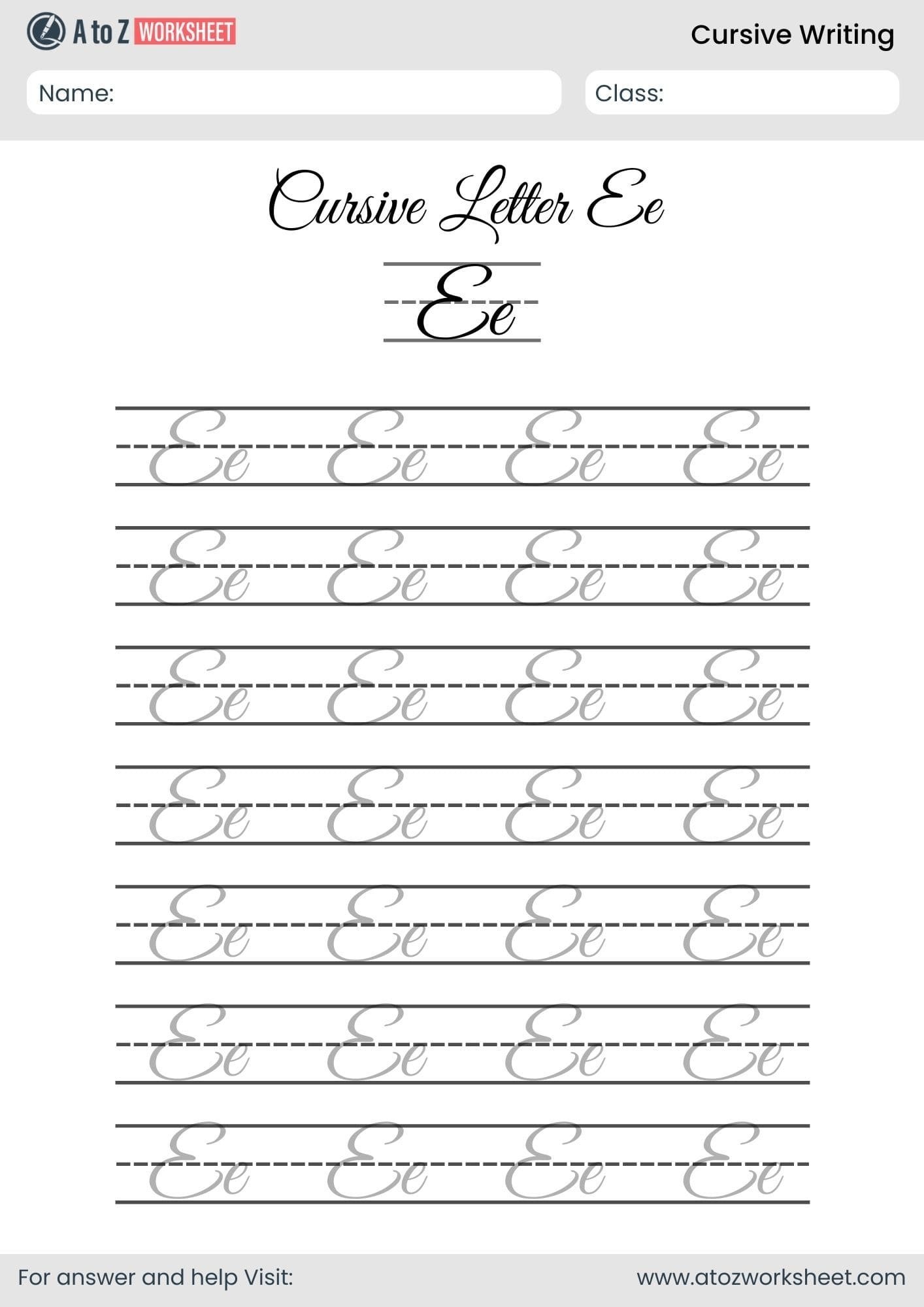 25+ Cursive Writing A to Z Worksheets - Free Printable PDF for Kids - A to Z Worksheet