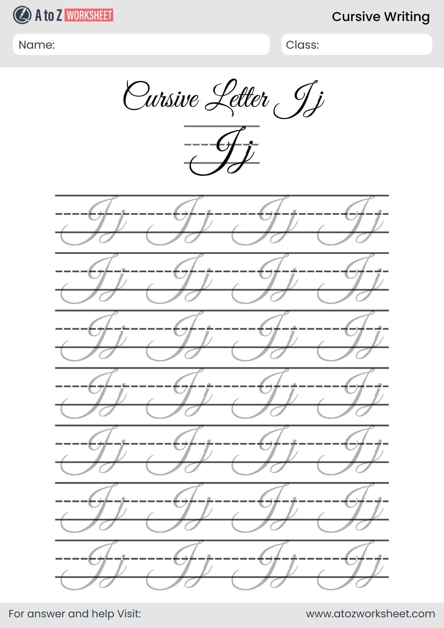 25+ Cursive Writing A to Z Worksheets - Free Printable PDF for Kids - A ...