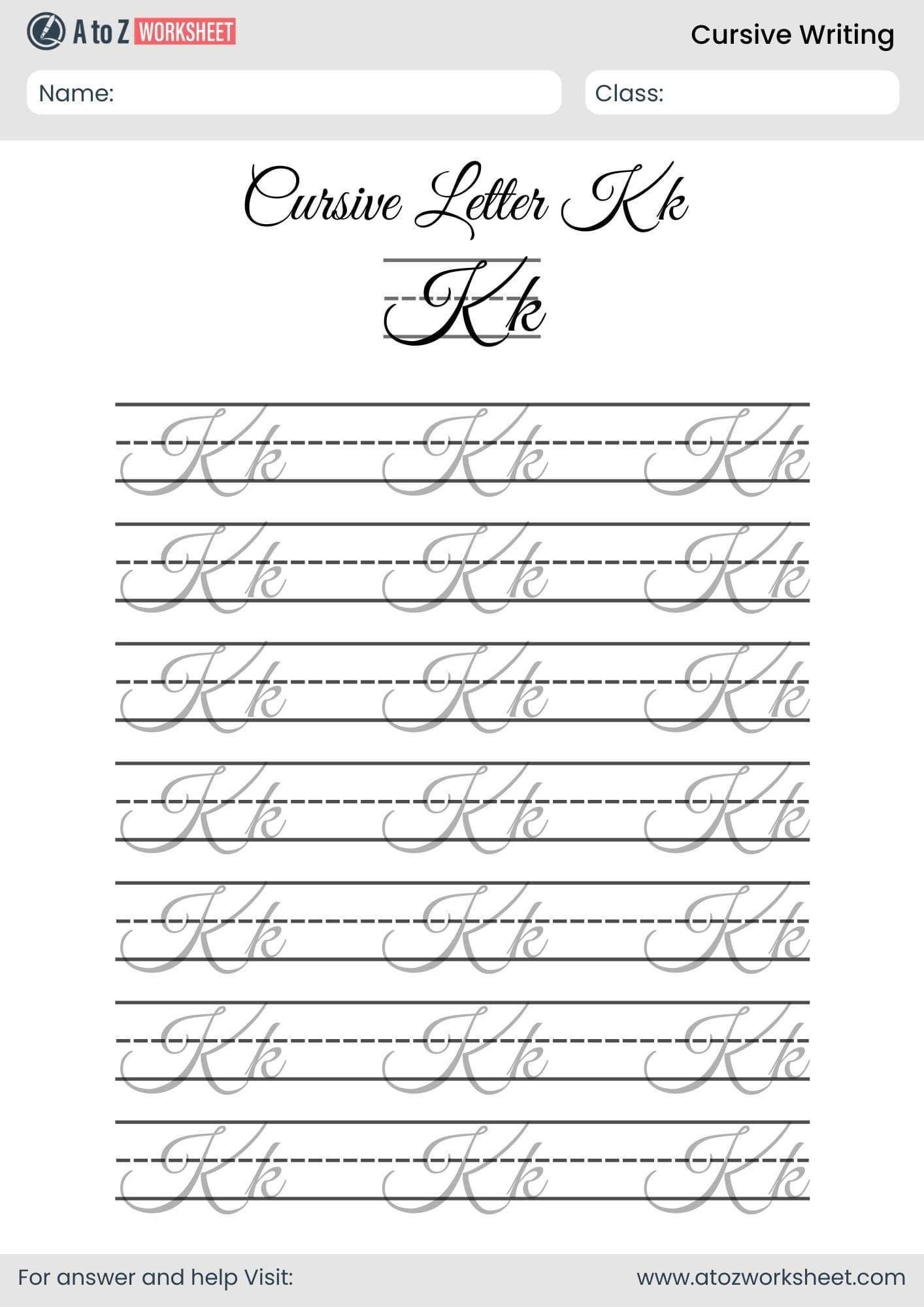 25+ Cursive Writing A to Z Worksheets - Free Printable PDF for Kids - A to Z Worksheet