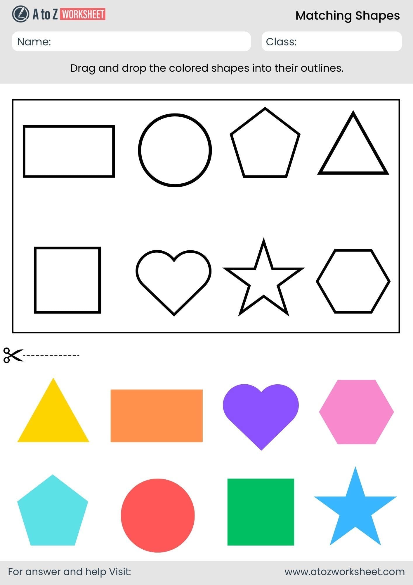 Matching Shapes Worksheets for Kindergarten ( Free PDF) - A to Z Worksheet