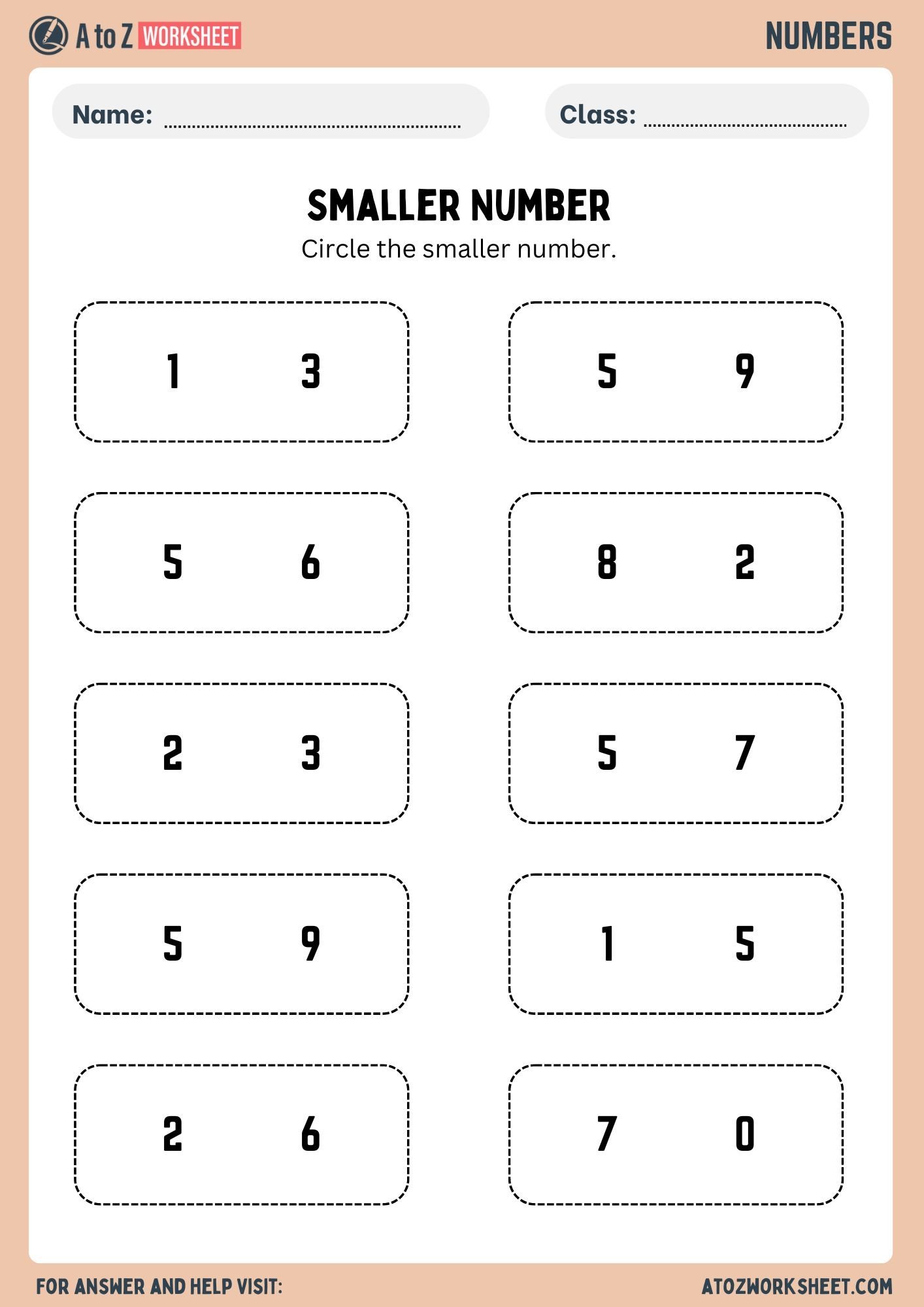 Smaller And Bigger Number Worksheets A To Z Worksheet Smaller And Bigger Number Worksheets A To Z Worksheet