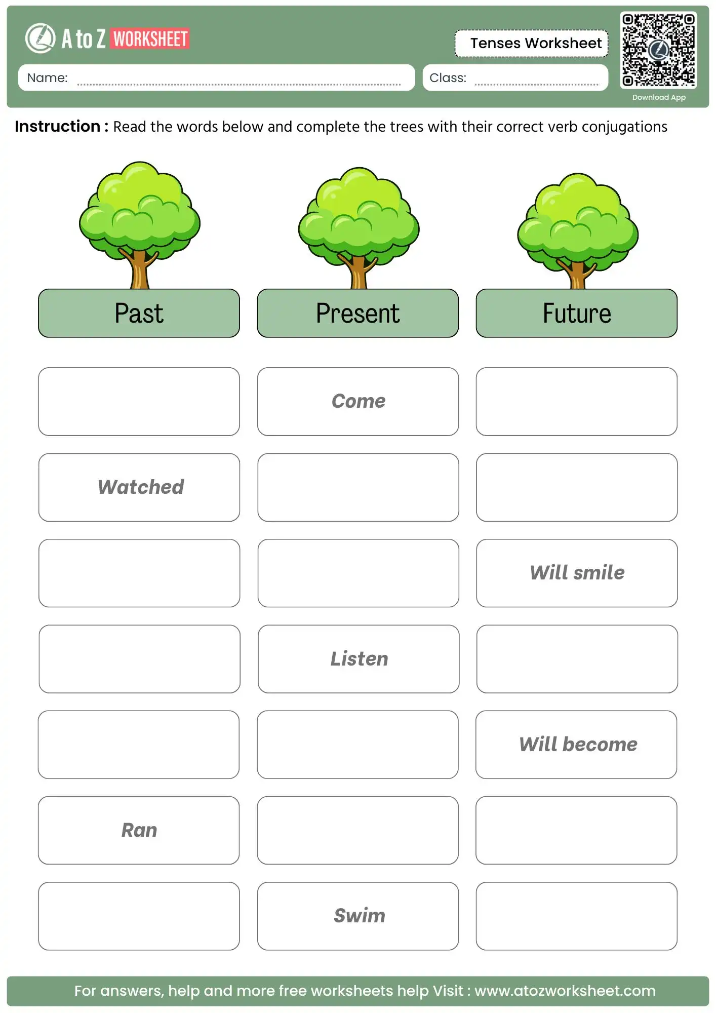 Tenses Worksheet With Answers and Free PDF - A to Z Worksheet
